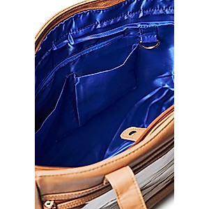 Camel Color Vegan Leather Tote Display Bag for Direct Sales Enamel Pins | Clear Pocket ITA Product Display Marketing Bags | Gift for Color Nail Strips Wow Senegence Essential Oils Bag LipSense