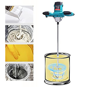 Portable Concrete Mixer 110V 2100W Electric Handheld 6 Gears for Thinset Cement Plaster Grout Paint Mud Mixing with 23.6" Stirring Rod (Blue)