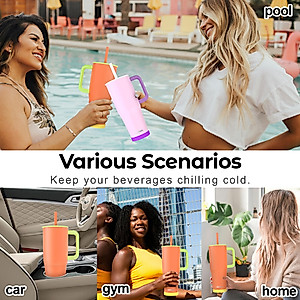 winiwo 40 oz Tumbler with Handle and Straw for Her, Flexible Straw, Insulated Tumbler Cups with Silicone Bottom, Keeps Beverages Cold Up to 24 Hours, Gym/Work/Travel/School/Gift（Lemon Yellow）