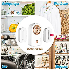 Mini USB Fridge Deodorizer, Portable Rechargeable Refrigerator Deodorizer, Odor Eliminator Reusable Deodorizer for Home, Freezer, Car, Closet, Wardrobe, Shoe Beats Baking Soda, Charcoal Bags