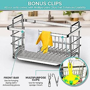 Soon Neat Kitchen Sink Caddy - Kitchen Sink Organizer - Quick Draining, Stainless Steel Tray