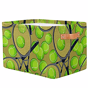 Fabric Storage Bins Tennis Rackets Balls Small Shelf Basket With Handles Decorative Cubes Box Organizer Containers for Shelves Home Office Decor