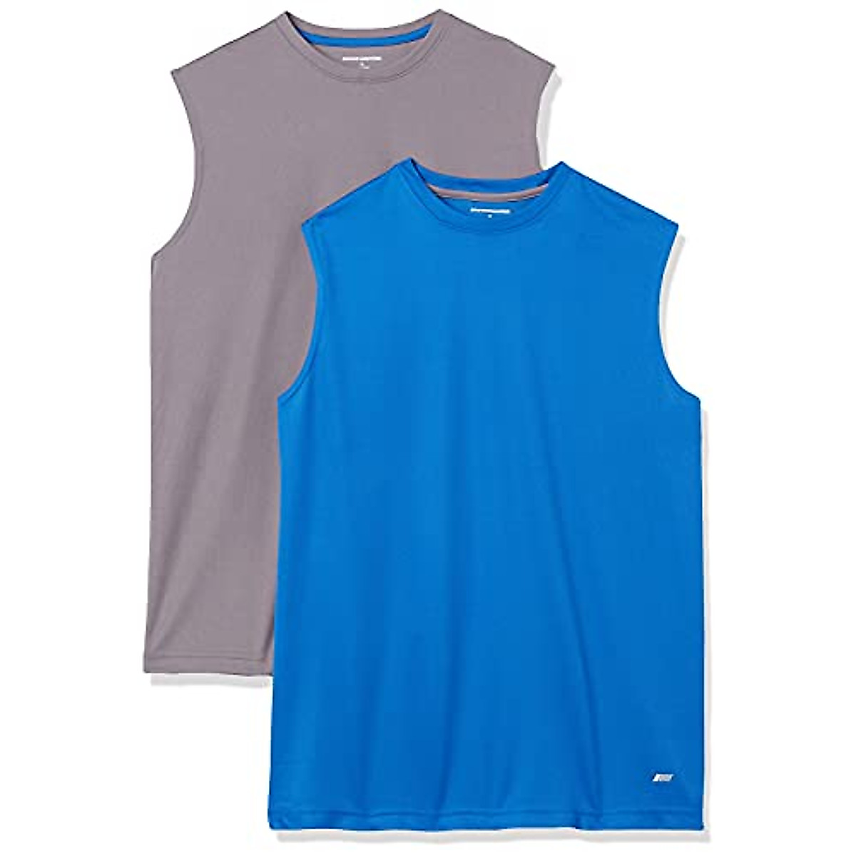 Amazon Essentials Men's Active Performance Tech Muscle Tank, Pack of 2, Medium Grey/Royal Blue, X-Large