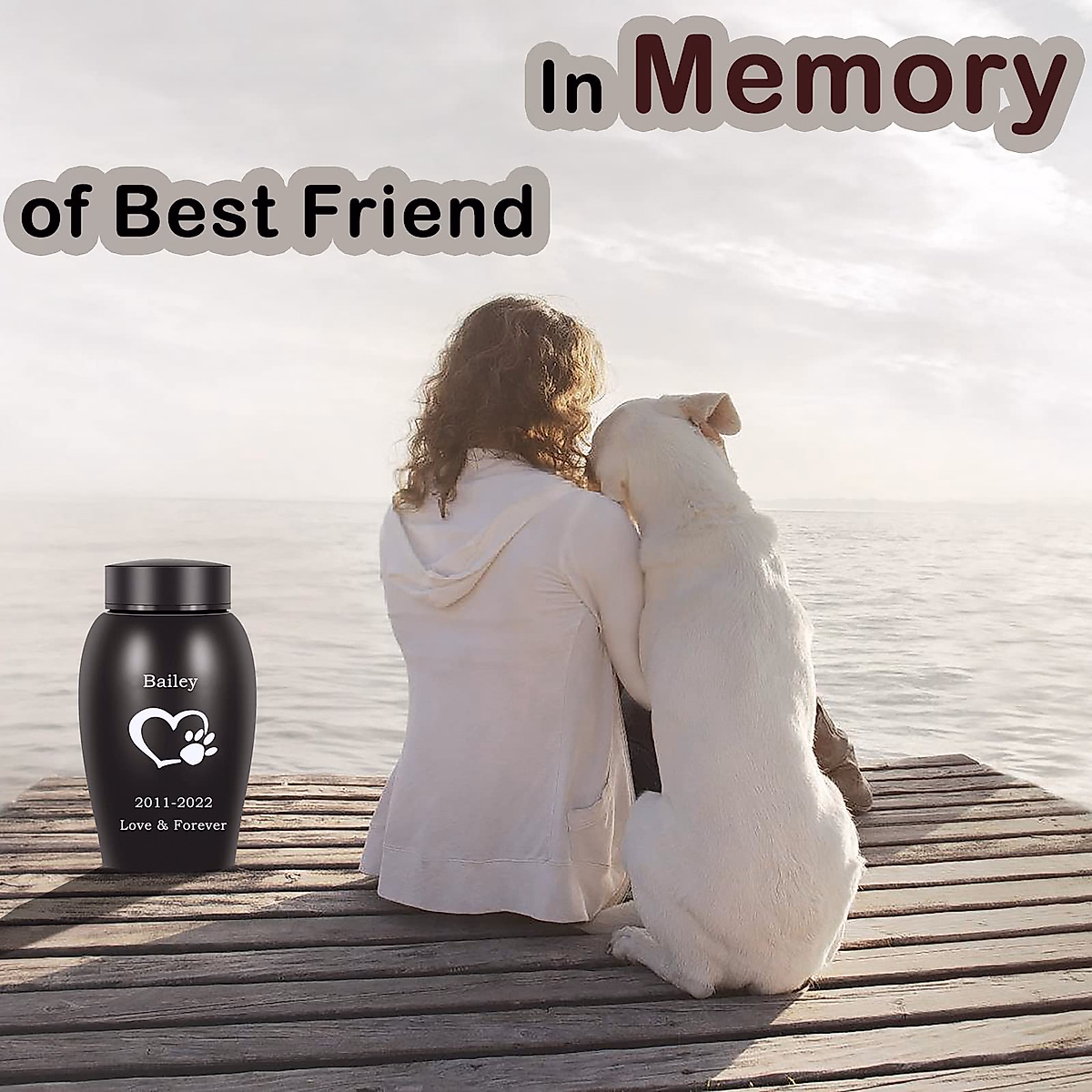 Yoinnt Personalized Pet Urns for Dogs and Cats, Customize Ashes Keepsake, Memorial Urns with Paw Print, Stainless Steel Cremation Loss Memorial Remembrance Gift