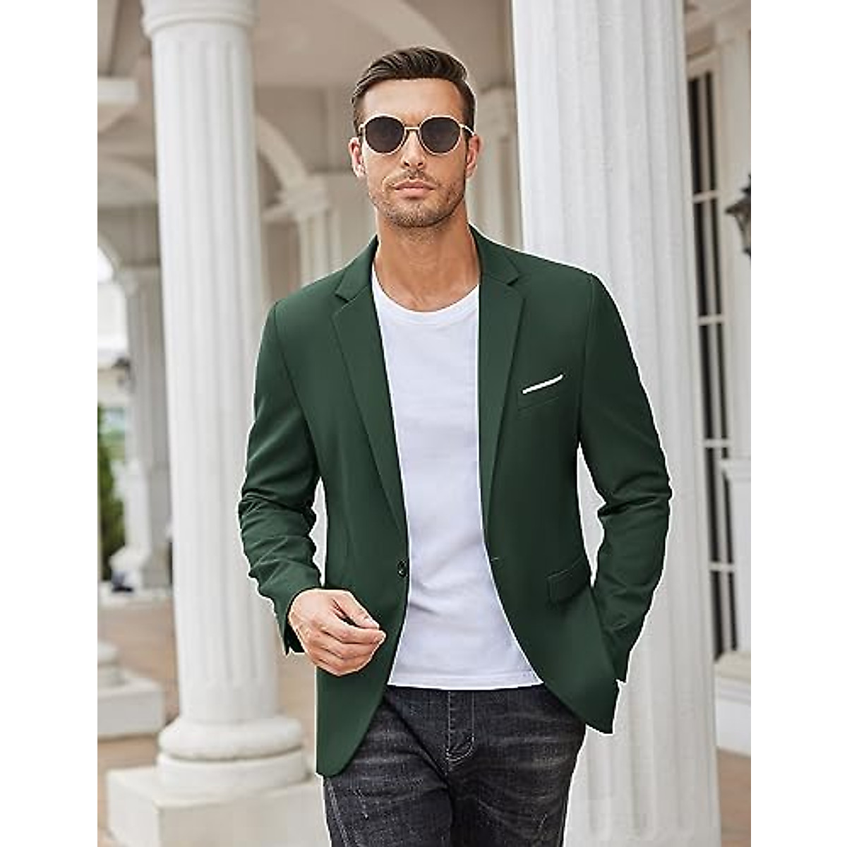 COOFANDY Green Blazer Men Casual Sport Coat Lightweight Suit Jacket Business One Button Dress Blazers Green, Large