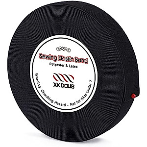 XKDOUS Elastic Band for Sewing, 1 Inch 14 Yards Elastic Bands for Sewing Waistband and Pants Waist, Black Knit Elastic Band for wig, High Elasticity
