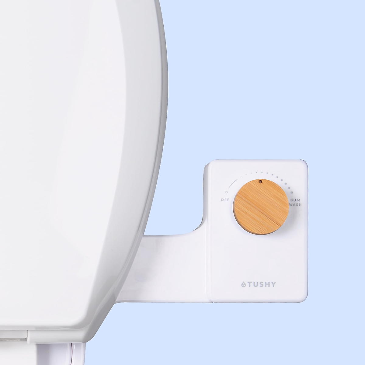 TUSHY Fresh Bidet: Ultra Slim Toilet Seat Attachment (Non-Electric Self-Cleaning Hygienic Nozzle) Easy DIY Install <10 Min | Adjustable Water Pressure, Bamboo Knob