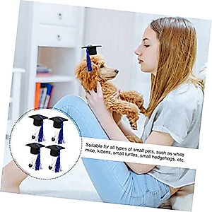 Mipcase 4pcs Bearded Kitten Graduate Photo Hamsters Props Birds Accessories Costume Hedgehogs Pets Hat Mini Guinea Adjustable Pigs Hats Turtles Tassel Dragons Grade Dress Pet Holiday