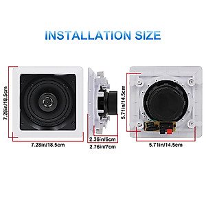 Herdio 5.25 Inch Passive Ceiling Speakers Pair, 160W 2-Way in Wall Speaker, Square Flush Mount Speakers for Home Theater, Living Room, Office