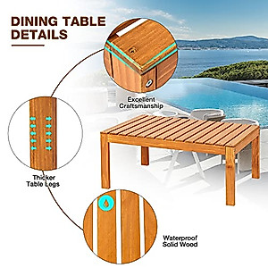 YOLENY 4 Piece Patio Conversation Set, Outdoor Coffee Table with Soft Cushions Chairs, Wood Furniture Set Outdoor Sofa Set for Garden, Poolside, and Backyard