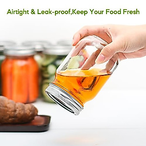 6 Pack Mason Jars 16 oz with Regular Mouth Airtight Lids, Glass Canning Jars, Pint Jars for Jams, Overnight Oats, Candies, Honeys, Snacks, Food Storage, Canned Foods, DIY Projects
