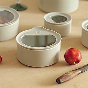 Neoflam FIKA One 16-Pieces Kitchen Reusable Porcelain Ceramic Food Container with Glass Lid, Microwave, Oven, Dishwasher Safe Fridge Storage for Leftover, Meal Prep Organization (Cream White)