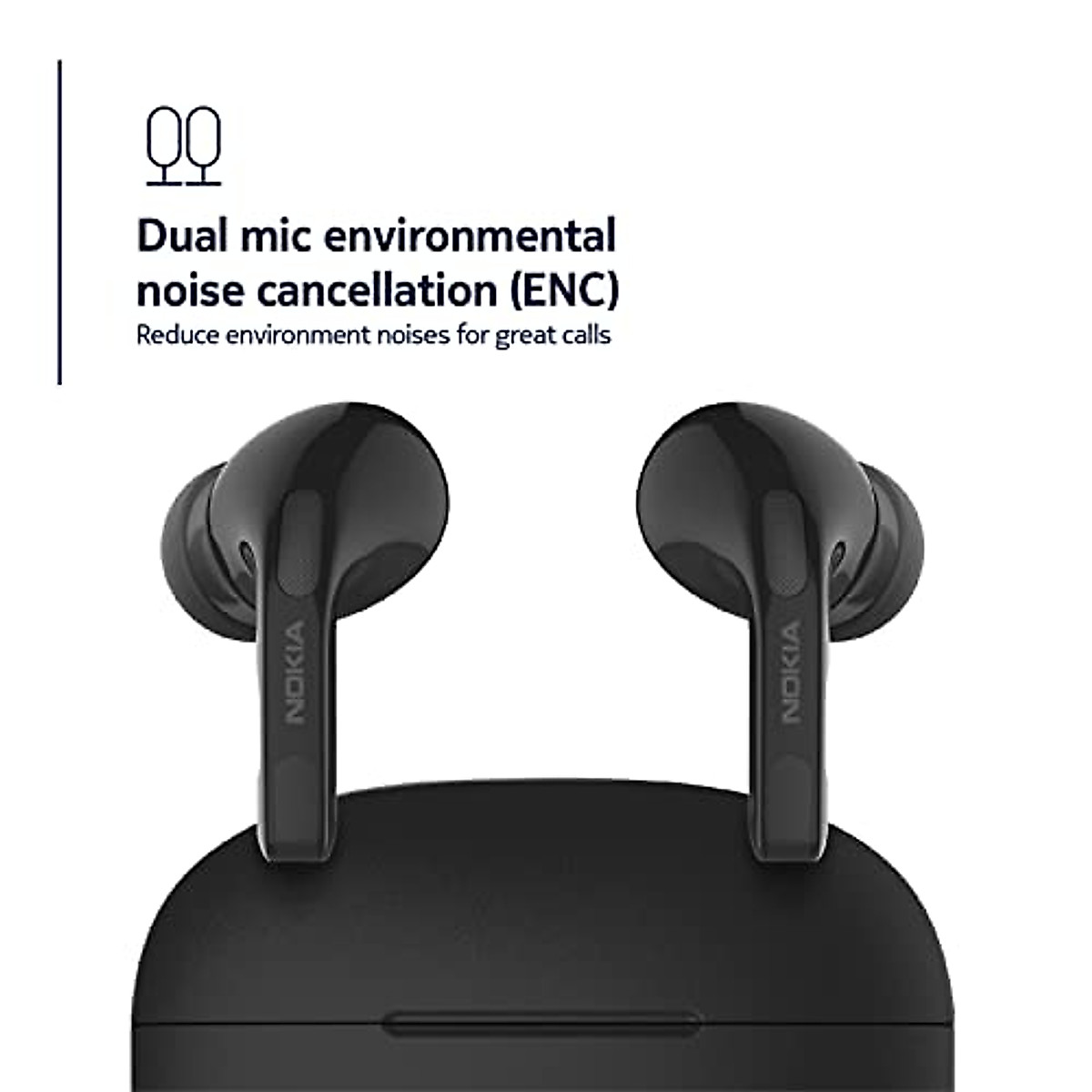 Nokia Go Earbuds+ True Wireless Earbuds TWS-201BK - Portable Bluetooth 5.0 in-Ear Headphones with Touch Control - Comfortable Fit, Voice Assistant-Enabled, 26 Hours Use with Charging Case - Black