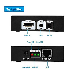 gofanco HDBaseT HDMI Extender 4K 60Hz (4:2:0 8-bit) Over CAT5e/CAT6/CAT7 Cable with Bi-Directional IR, PoC - Up to 70 Meters (230 feet) @ 1080p and 40 Meters (130 feet) @ 4K, HDCP 2.2 (HDbaseT-Ext)