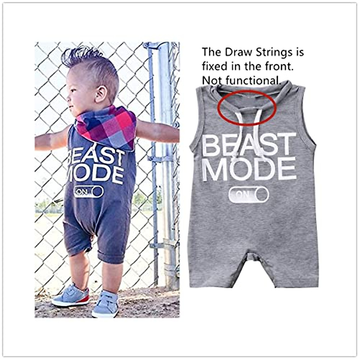 Aalizzwell 6-12 9 Months Baby Boy Romper Infant Sleeveless Short Romper One Piece Active Summer Clothes Gray