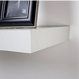 InPlace Durable Shelf with Invisible Brackets - Easy to Install & Remove, Deep Floating Shelves for Wall - MDF Wall Shelf for Living Room & Kitchen - 10.2"D x 23.6"W x 2"H - White - 0191828