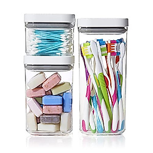 Copco Food and Organization Storage Container with Airtight Lid, Set of 3 Narrow.052, 1.05, 1.79-Quart, Clear