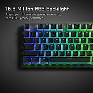 XVX Womier 75% Keyboard, TKL Mechanical Gaming Keyboard, Hot Swappable Black Keyboard, K87 PRO with Pudding Keycaps Wired RGB Keyboard for PC PS4 Xbox - Yellow Switch