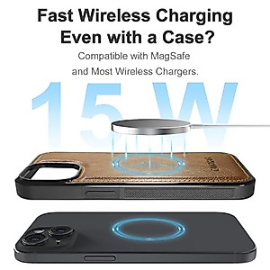 CAVOKAS iPhone 15 Wallet Case, Detachable Leather Case with Card Holder, Strong Magnetic Compatible with MagSafe Wireless Charging, Kickstand Shockproof Cover 6.1 Inch, Brown