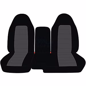 Totally Covers compatible with 2004-2012 Ford Ranger/Mazda B-Series Two-Tone Truck Seat Covers (60/40 Split Bench) w Center Console/Armrest Cover: Black & Charcoal (21 Colors)