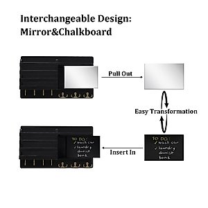 Kenvary Key Holder Rack for Wall, Entryway Hook with Shelf, Mail Organizer with Chalkboard, Rustic Mail Organizer with Mirror, Easy Installation