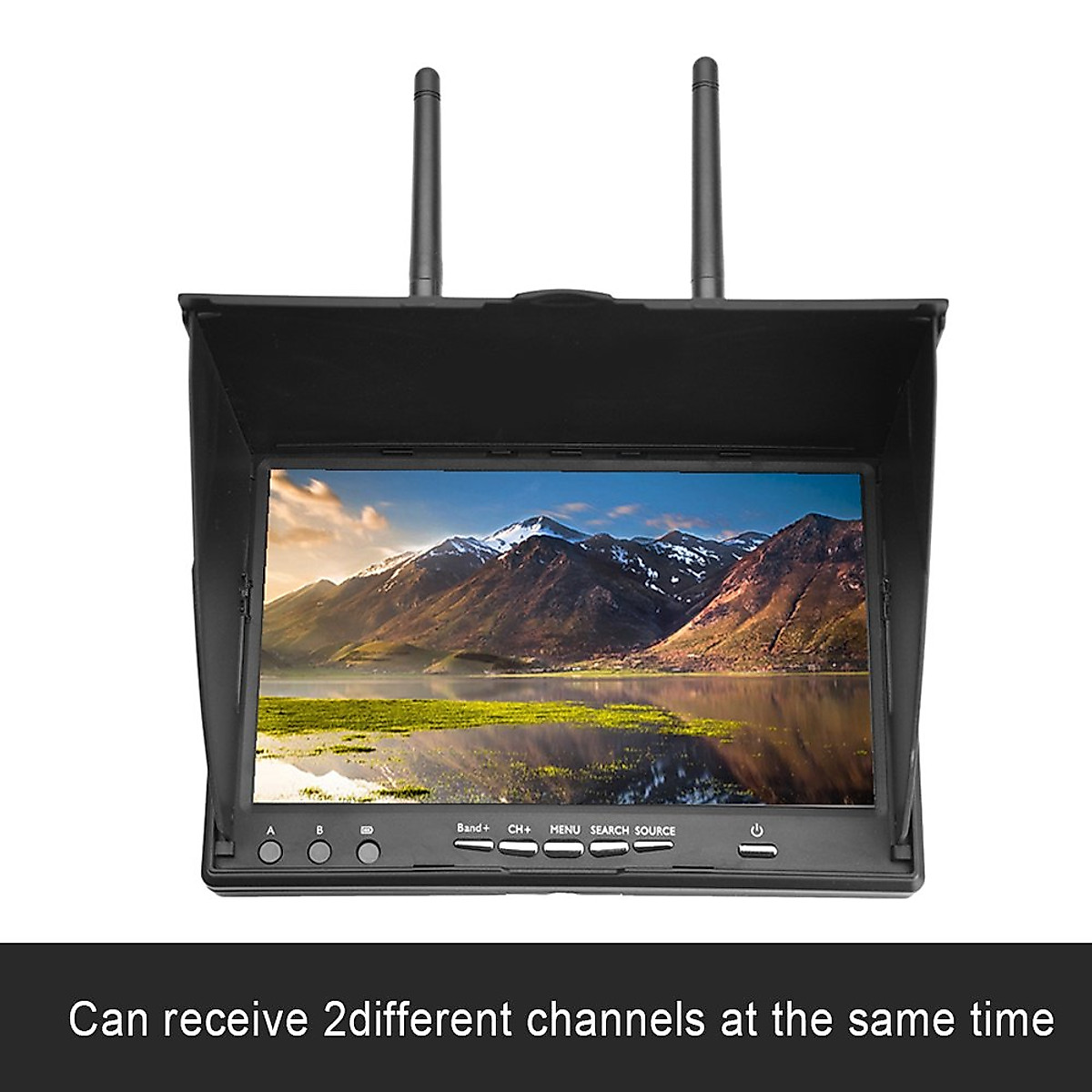 FPV Monitor, 800x480 5.8GHz 40Channels 7Inch LCD Screen Monitor/Display Dual Receiver Monitor for FPV Drone Quadcopter Automatic Antenna Switching