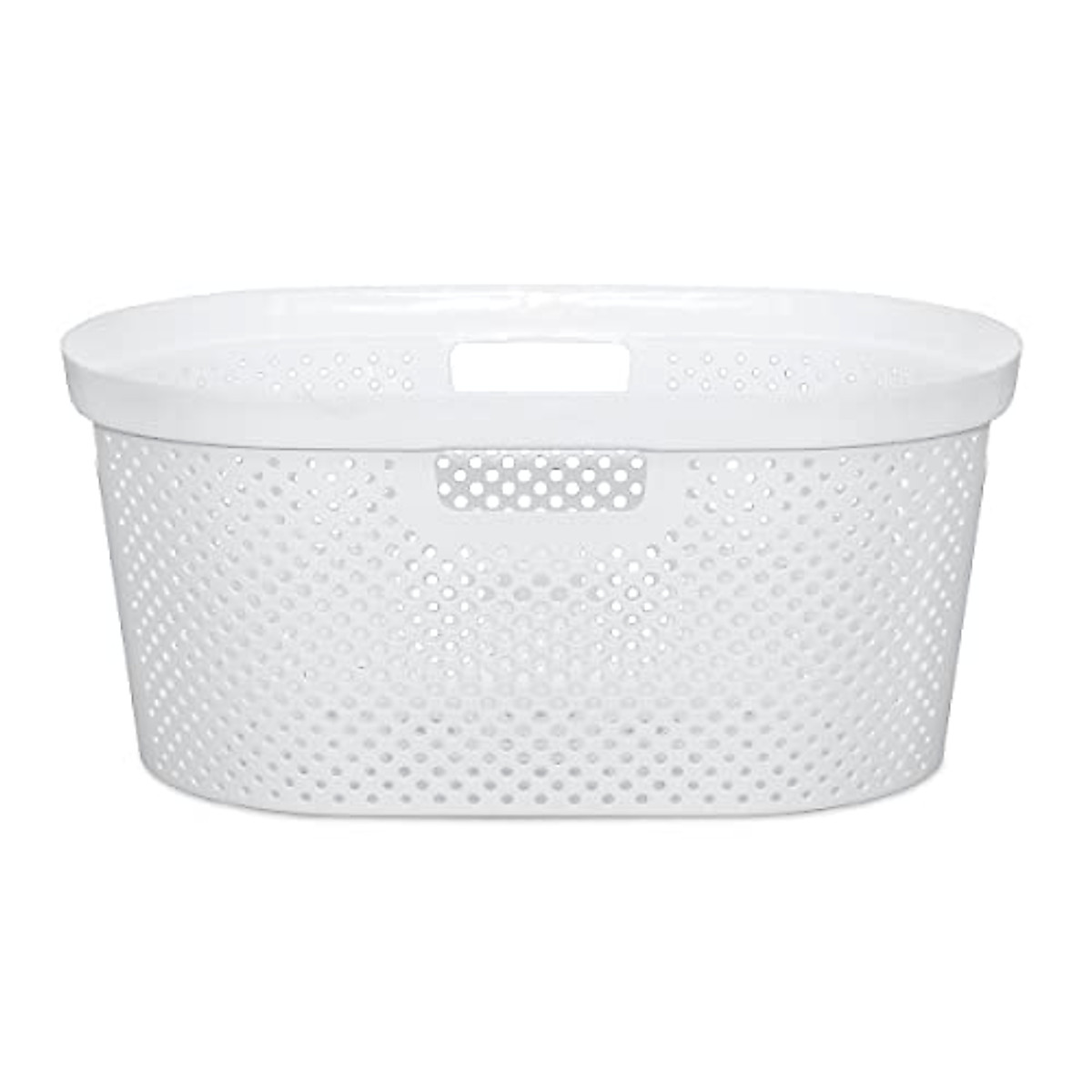 Clorox Laundry Basket Plastic - Portable Clothes Hamper with Handles - Short Storage Bin for Bedroom and Baby Nursery, 1 Bushel, White