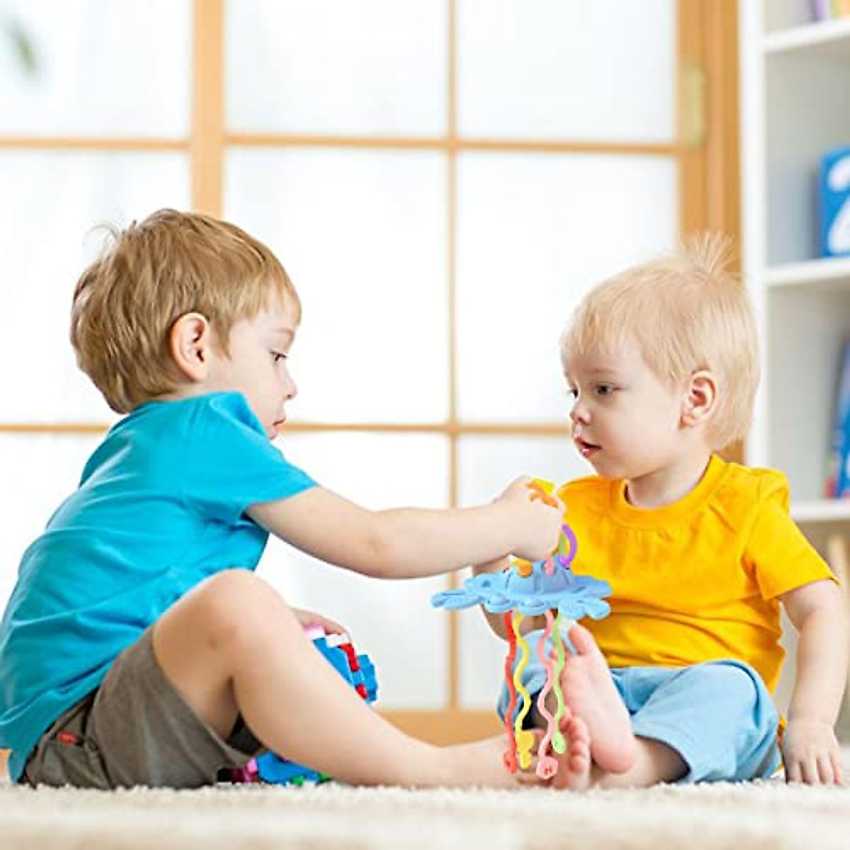 FATEORT Montessori Toys for 1+ Year Old, Food Grade Silicone Pull String Activity Toy, Sensory Toys for Toddlers, Travel Toys for Babies, Baby Toys Fine Motor Skills Toys for 12m+