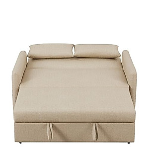 Angola AFLHYJK Khaki Fabric Leisure Convertible Two-seat Sofa Bed