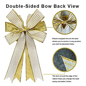 Large Christmas Wreath Bows, Christmas Blue Glitter Ribbon Bows for Wreaths - Large Tree Topper Bows for Christmas Home Garden Indoor Outdoor Decoration Wreath Ornament Supplies, 13.7 x 29.5 Inch