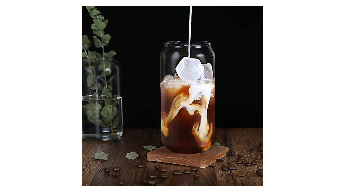 Stylish 16 oz Glass Cups with Lids & Straws