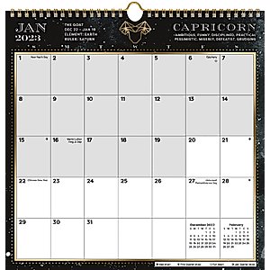 2023 Astrology Spiral Wall Calendar