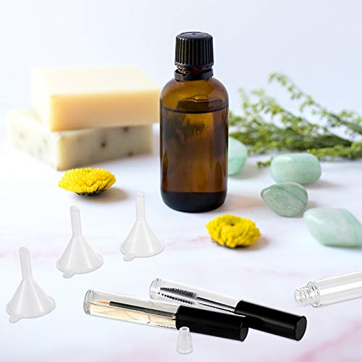 12 Pieces 10 ml Empty Mascara Tubes Eyelash Serum Tubes and Eyeliner Tubes Set Includes 4 Eyelash Cream Container Bottle, 4 Liquid Eyeliner Mascara Container, 4 Funnels for Castor Oil DIY Mascara