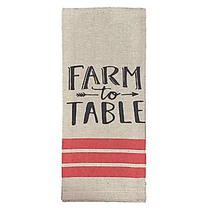 fillURbasket Farmhouse Kitchen Towels Set Farm Towels Pig Rooster Chicken Cow Towels Tan Black Dish Towels Set of 5 Cotton 16"x28"
