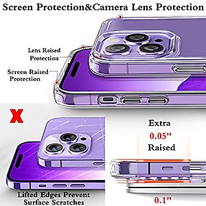 Bkrtondsy for iPhone 14 Pro Max Case Clear Crystal Slim [3 IN 1] with Tempered Glass Screen Protectors & Camera Lens Protectors [Military Drop Shockproof] (Clear)