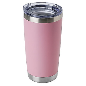 DOMICARE 20oz Stainless Steel Tumbler Bulk with Lid, Double Wall Vacuum Insulated Travel Mug, Powder Coated Coffee Cup, Pink, 1 Pack