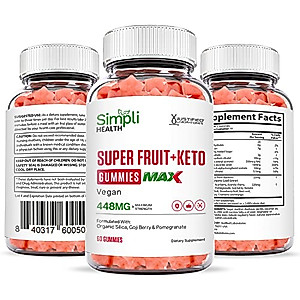 Simpli Health Keto Super Fruit Max Gummies Collagen Booster Contains Organic Silica Bamboo Acai Berry with Pomegranate Juice 60 Gummys