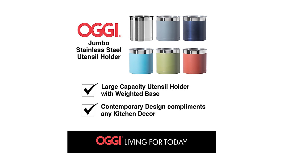 Oggi Jumbo Stainless Steel Utensil Holder – Large Capacity & Stable Design