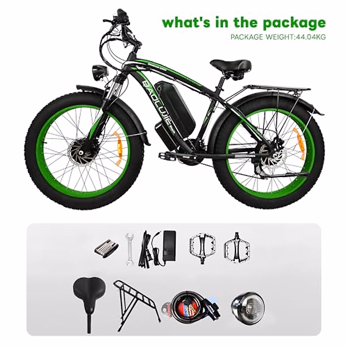 COJMOYOV 2000W Electric Bike with 20Ah Removable Battery 26"×4" Fat Tire Ebike for Adults 35MPH 65Miles Electric Bicycles with Shi-Mano 21 Speed,Lockable Front Suspension,Hydraulic Disc Brake Green