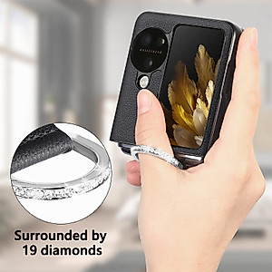 CCSmall Oppo Find N3 Flip Slim PU Leather Protective Cover Case with Ring, Black