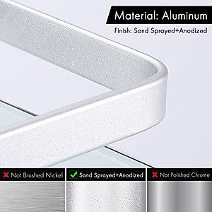 KES Aluminum Bathroom Glass Shelf Tempered Glass Rectangular 1 Tier Extra Thick Silver Wall Mounted, A4126A