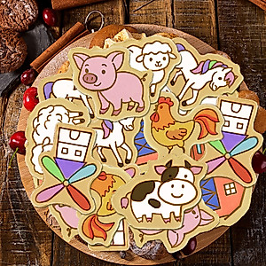 8 Pcs Farm Animal Cookie Cutters with Plunger Stamps Set 3D Pig Chicken Sheep Cow Horse Truck Cookie Stamp and Cutter Funny Cartoon Farm Theme Biscuit Baking Mold for Treats DIY Cookie Cake Supplies