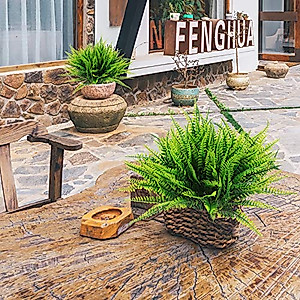 8 Pcs Artificial Boston Fern Plants Bushes Faux Plants Shrubs Greenery UV Resistant for House Office Garden Indoor Outdoor Décor