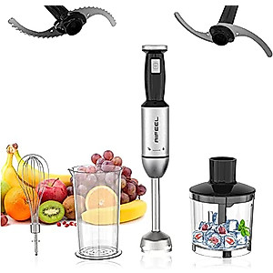 AIFEEL Immersion Hand Blender,Handheld Stick Blender with Ice Chopper,Stainless Steel Whisk and Milk Frother for Smoothie, Baby Food, Sauces,Puree, Soup,Milk coffee