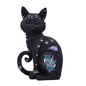 Nemesis Now Nine Lives Cat Figurine, Black, 22cm