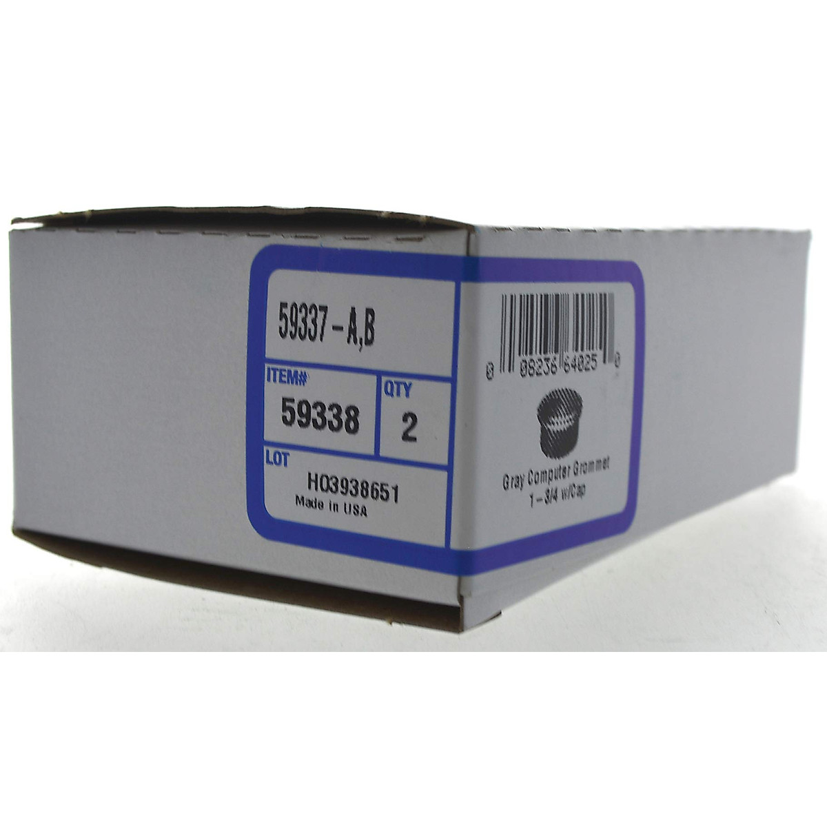 Hillman 59338 Computer Desk Grey Grommet with Cap, 1-3/4-Inch Hole Diameter, 2-Pack, Gray