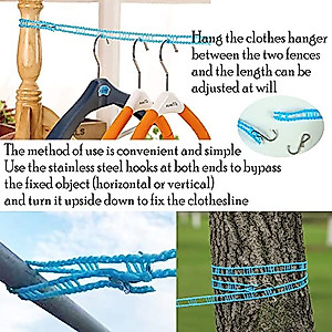 Must-Have 2-Pack Clothesline for Home Hotel Travel, Windproof Laundry Lines Convenient Outdoor Indoor, Compact-Sized Versatile Rope for Miscellaneous Items Drying or Hanging, 3m&5m, Blue&Green