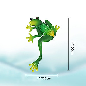 LIFFY Metal Frog Wall Decor Garden Frog Outdoor Decor Indoor Room Home Glass Wall Art Hanging Decorations Fence Decorative Ornaments Outside for Porch,Patio,Yard