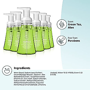 Method Foaming Hand Soap, Green Tea + Aloe, Biodegradable Formula, 10 Fl Oz (Pack of 6)