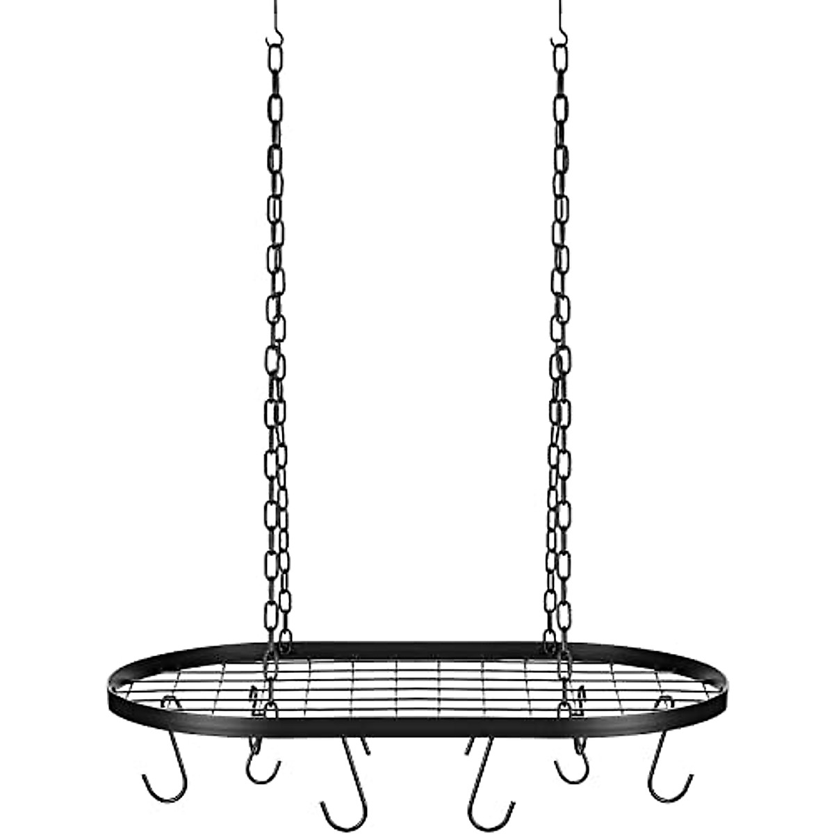 20 Inch Pots and Pans Organizer Hanging Pot Rack Pot and Pan Organizer with 20 S Hooks for Home, Restaurant, Kitchen Cookware, Utensils, Books, Household (Black)